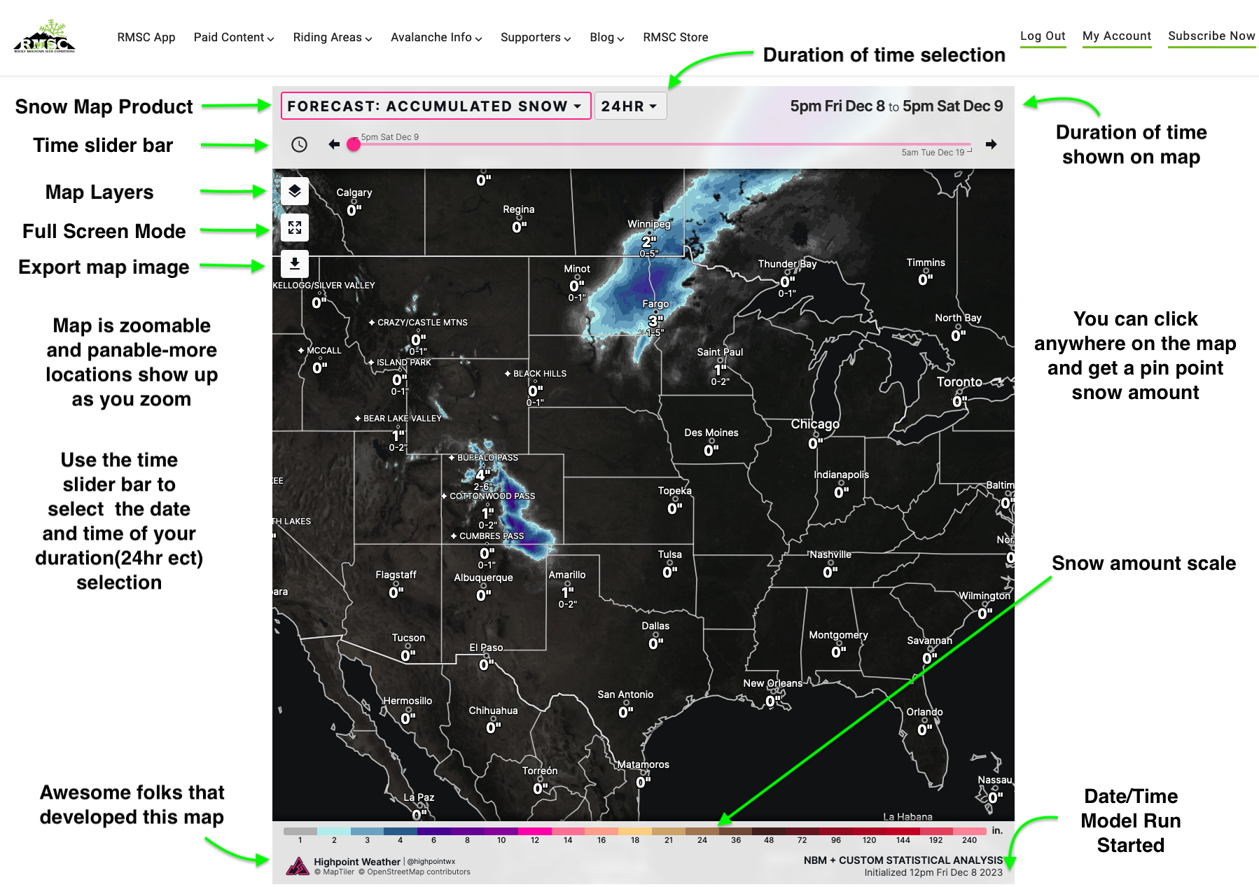 Interactive Snow Map *Guide* – Rocky Mountain Sled Conditions